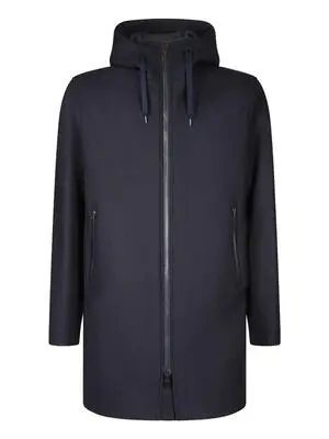 Herno Three-quarter Technical Fabric Parka - Blue