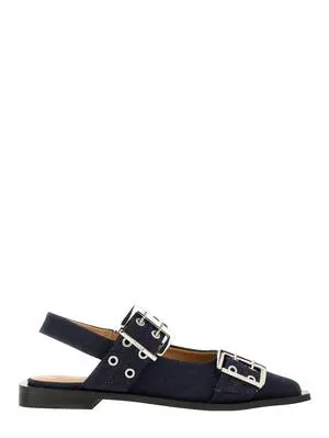 GANNI Ballerina With Buckle Navy