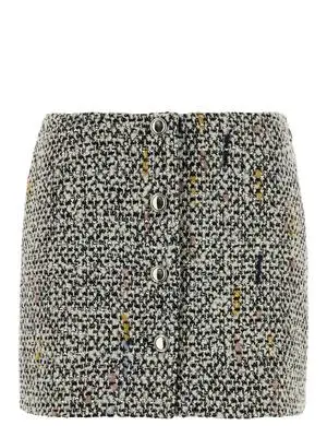 Alessandra Rich Sequin Tweed Mini Skirt - Whitemelangemulti