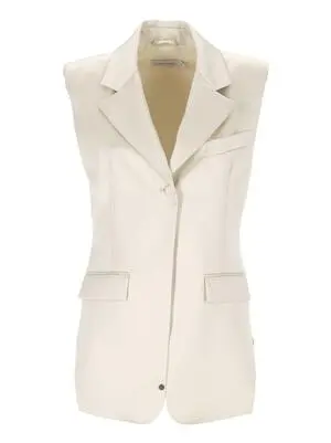 Patrizia Pepe Patrizia Pepe Sleeveless Jacket Ceramic Ivory