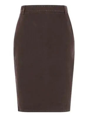 Saint Laurent Pencil Denim Skirt - Deep Brown