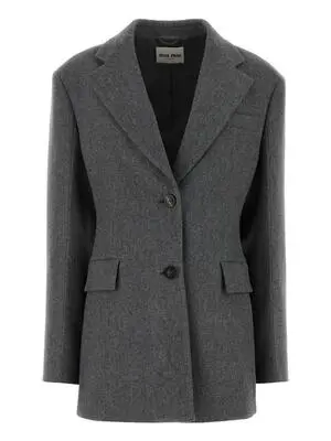 Miu Miu Virgin Wool Blazer - Grey