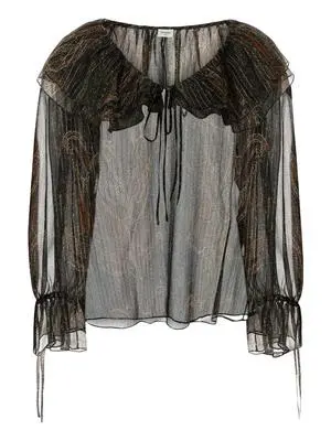 SAINT LAURENT Printed Silk-Blend Blouse
