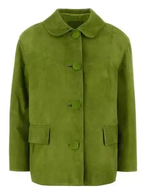Prada Brown Suede Bomber Jacket Green