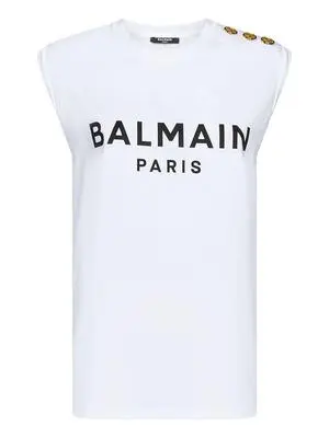Balmain Cotton Tank Top - White