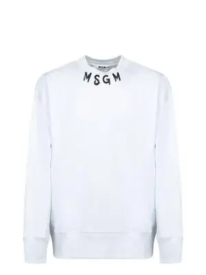 MSGM Crewneck Sweatshirt With Logo - White