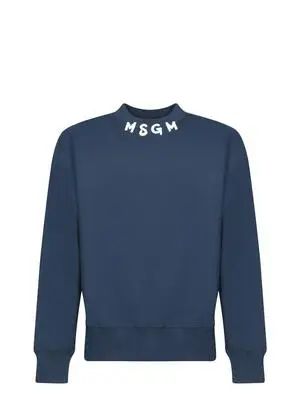 MSGM Long Sleeve Jersey Sweatshirt Blue