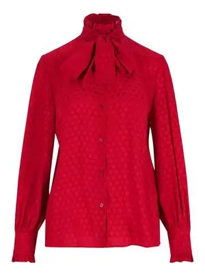 VALENTINO Valentino Garavani Silk Tie Neck Shirt