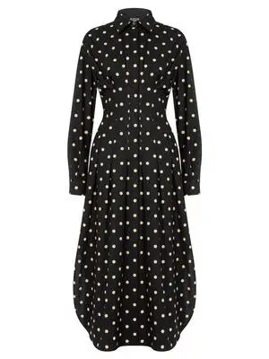 Moschino Polka Dot Pleated Dress - Black