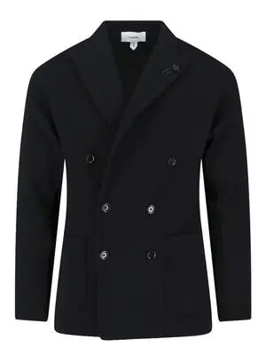 LARDINI Double Breasted Jacket - Black