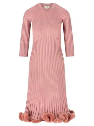 Fendi Wool And Mink Dress - Blush25