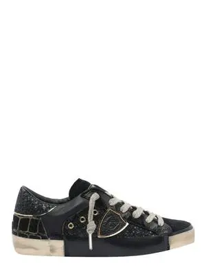 Philippe Model Leather And Suede Sneakers - Black