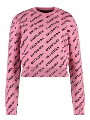 Balenciaga Jacquard Crew-neck Sweater - Pink