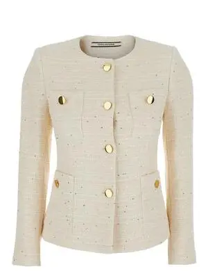 TAGLIATORE Tagliatore Beverly Cotton Tweed Jacket With Metal Buttons