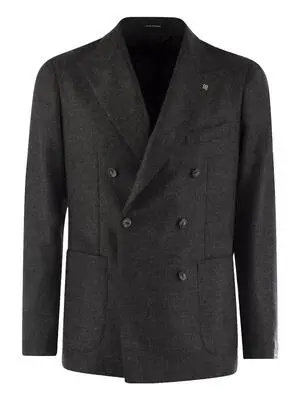 Tagliatore Wool And Cashmere Double-breasted Jacket - Grey