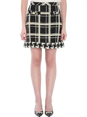 Valentino Garavani Macro Check Tweed Mini Skirt - Black