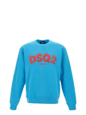 Dsquared2 Cotton Zip-Up Sweatshirt Blue