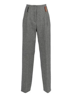 FORTE_FORTE High-Waisted Chevron Wool Trousers