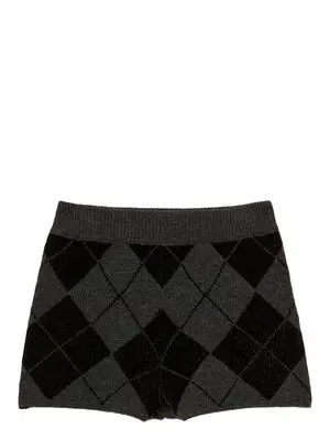 TWINSET Argyle Patterned Shorts - Antracite Nero