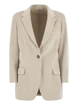 SAULINA Antonia Single-Breasted Velvet Jacket