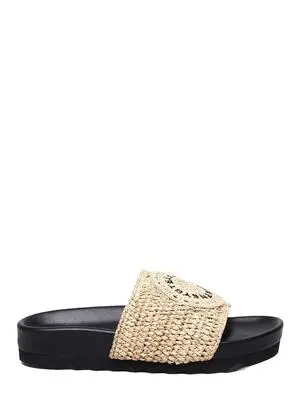 Stella McCartney Stella McCartney Raffia Logo Slides Natural/black