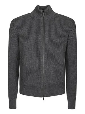 DRUMOHR Full Zip Merino Wool Cardigan - Grey
