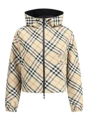 Burberry Check Pattern Buttoned Jacket Brown