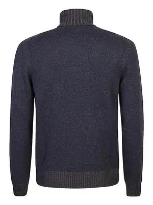 BARBA NAPOLI Turtleneck Chunky Knit Sweater Blue