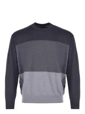 Emporio Armani Striped Virgin Wool Sweater - Grey