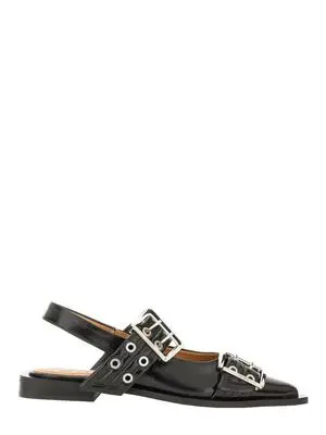 GANNI Ballerina With Buckle - Black