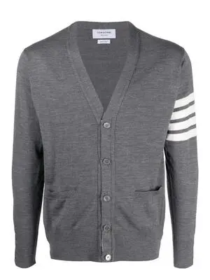 Thom Browne 4-bar Merino Wool Cardigan - Grey