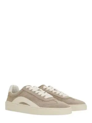 Dsquared2 Low-top Suede Sneakers - Taupe+cream