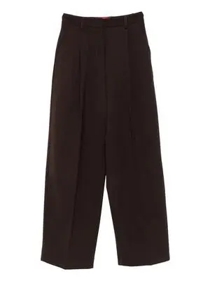THE LATEST Straight Leg Pleated Trousers - Brown