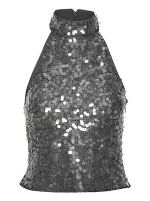 Remain Birger Christensen Halter Top With Sequined Embellishments - Grey