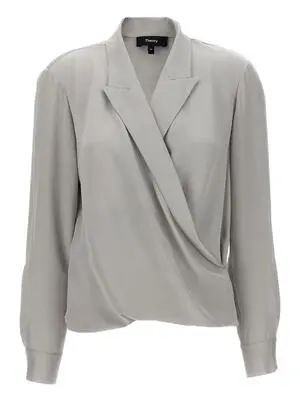 Theory Wrap Blouse - Gray
