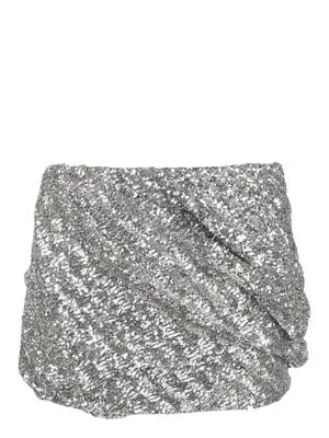 Attico Sequin-embellished Mini Skirt - Silver