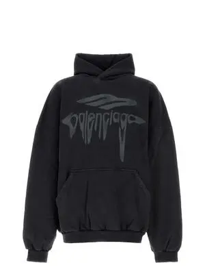 Balenciaga Oversized Zipper Masking Tape Hoodie Grey