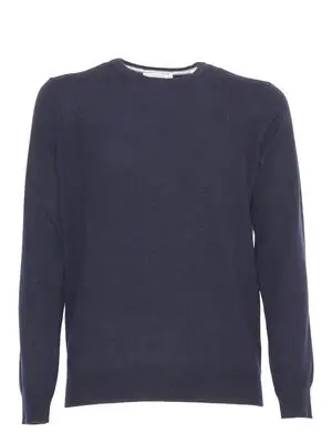 KANGRA Girocoll Plain Knit Sweater - Blue