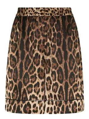 Dolce & Gabbana Printed Silk Shorts - Brown