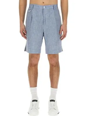 Dolce & Gabbana Linen Bermuda Shorts - Blue