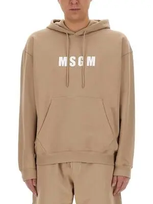 MSGM Sweatshirt With Logo - Beige