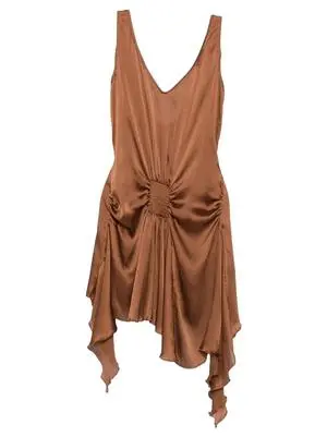 SIEDRES Asymmetrical Ruffled Dress - Brown