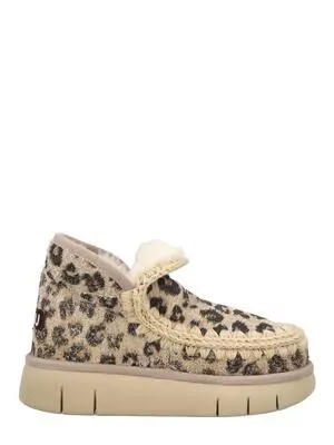 Mou Eskimo Bounce Sneakers - Hairy Cosuede Leopard Brandy