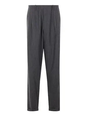 MAGLIANO Pinstripe Wool Blend Trousers - Striped Grey