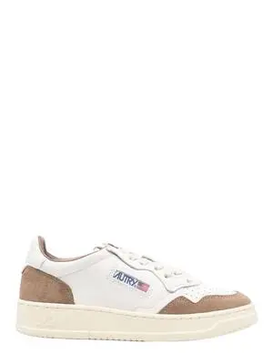 AUTRY Medalist Leather And Suede Sneakers Bianco E Marrone