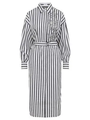 BRUNELLO CUCINELLI Striped Cotton Midi Shirt Dress