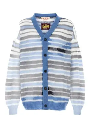 Marni Striped Mohair-blend Cardigan - Stripped
