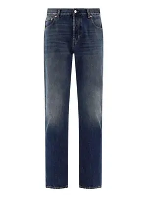Alexander McQueen Straight-leg Jeans With Logo - Blue