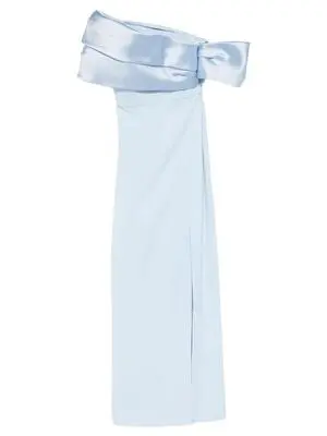 Solace London Off-shoulder Draped Dress - Blue