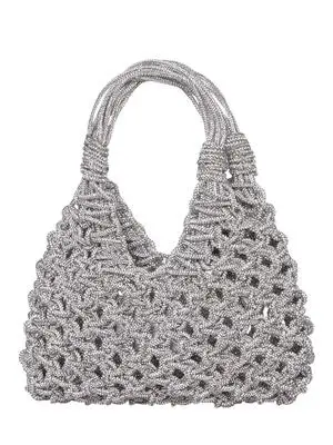 HIBOURAMA Handmade Crystal Embellished Macrame Bag Grey